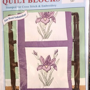 Needle Art Jack Dempsey Embroidery Cross Stitch Kit IRIS, 6 Quilt ...