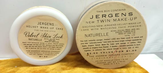 Mid Century Jergens Twin Makeup Set Powder Box w Matc… - Gem