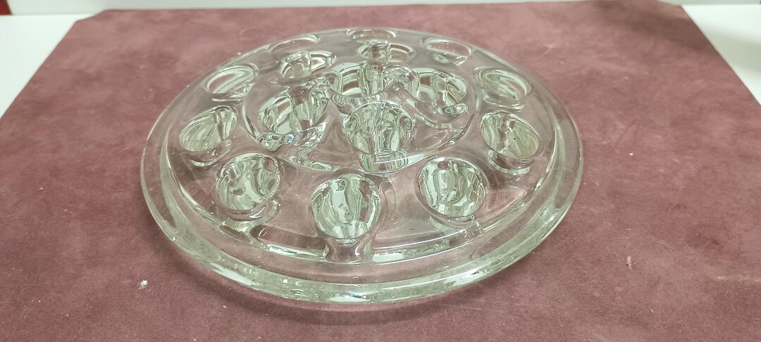 Vintage Large Glass Paperweight Flower Frog, 16 Hole, 5" for ...