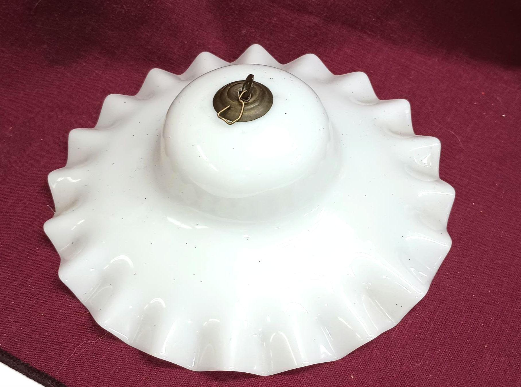 Antique Opaline Milk Glass Smoke Bell, Soot Shade for Kerosene Wall ...