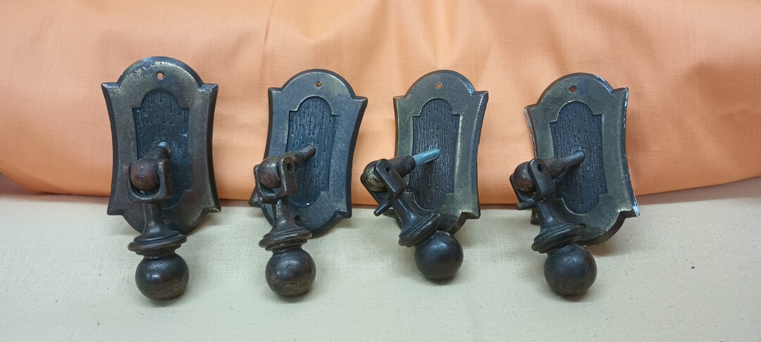 Vintage Set of 4 Brass Drawer Drop Pulls Nlco Pendants Backplates ...