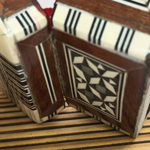 Vintage Trinket Box Inlay Abalone Bone Marquetry Hexagon Jewelry #J263 ...