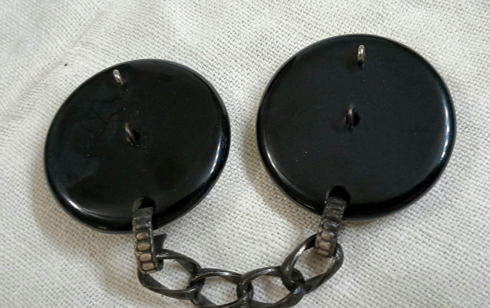 Antique Cloak Buckle Set With Chain, Huge Bakelite and Metal With ...