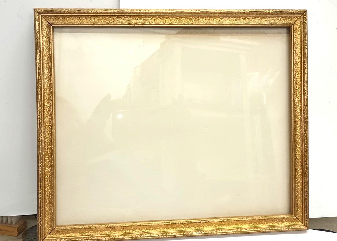 Vintage Simple Embossed Wood Frame With Glass 10x12, Gilt Gold, Hang ...