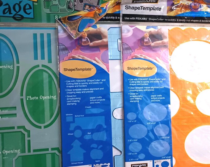 Fiskars and Plan A Page Shape Templates, 3 Sets Ovals, Scallops, School ...