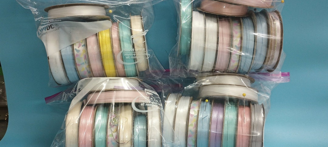 Offray Ribbon Lot 38 Spools 1/4" Pastel Trim, Single Face, Sew ...