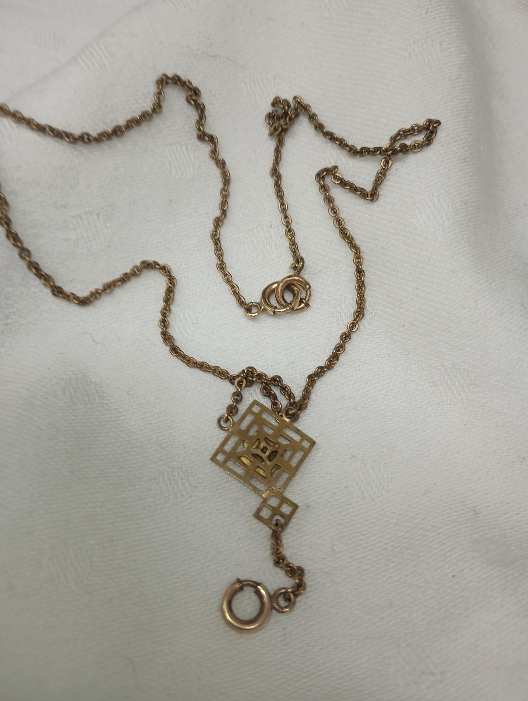 Antique Gold Filled Watch Chain Necklace W Blank Crest and HFB Signed # ...