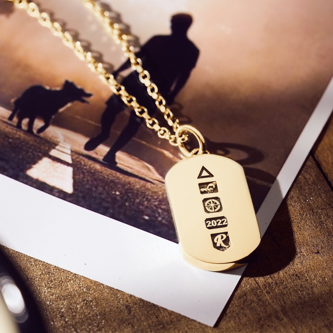 Men’s Custom 9K Gold Dog Tag Necklace Gift for Dog Dad Personalised ...