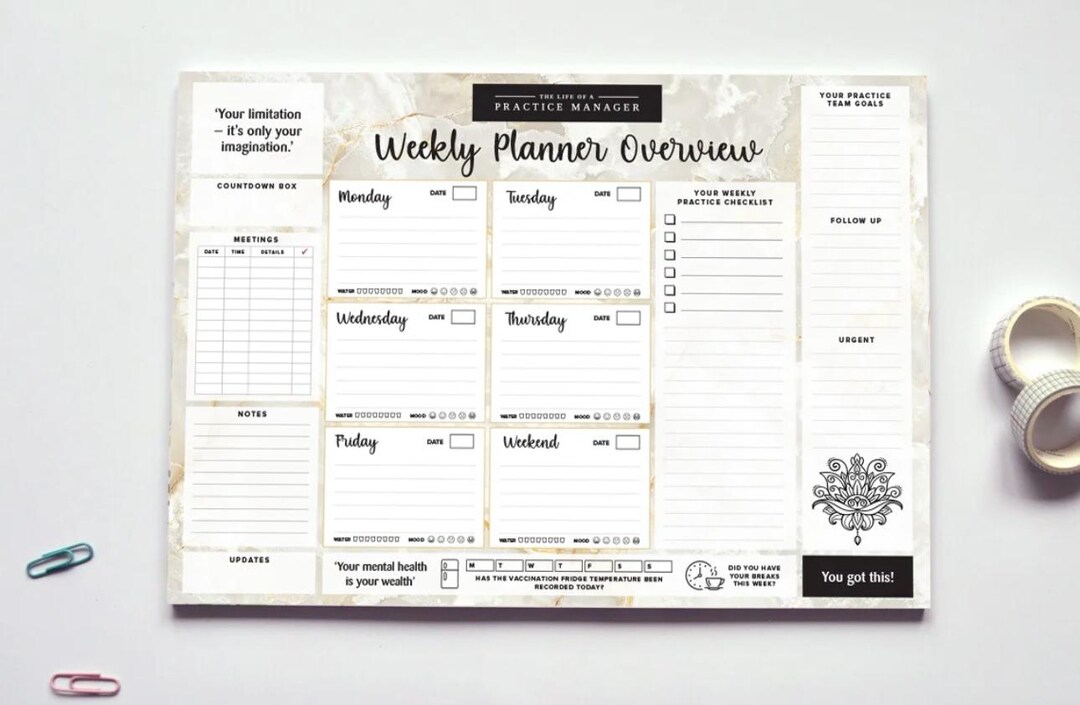 A3 Desktop Weekly Planner (60 Pages) - Etsy
