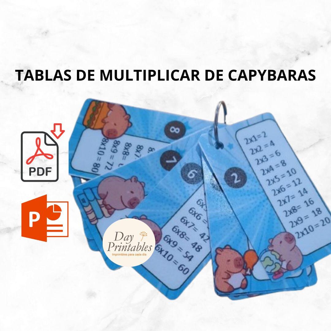 Printable Capybara Multiplication Tables (2 to 10) + Editable ...