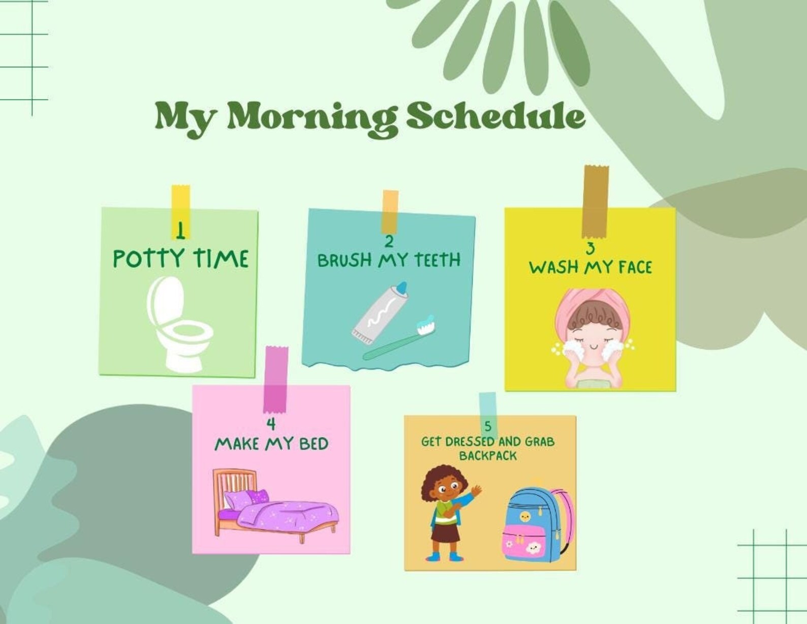 Children's Morning Schedule, Printable Routine Board for Girls and Boys ...