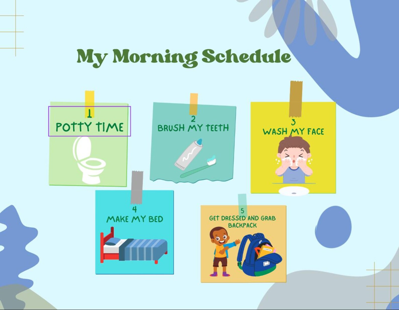 Children's Morning Schedule, Printable Routine Board for Girls and Boys ...