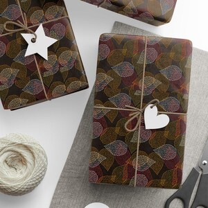 Fall Leaves Christmas Wrapping Paper Brown Leafs Design Best Gift Wrap ...