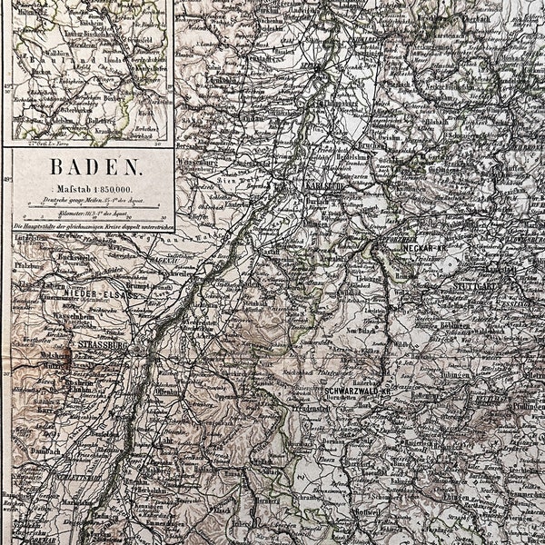 Antique Map of Karlsruhe - Etsy