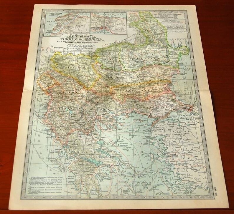 1902 Century Atlas Vintage Map of Turkey in Europe. Antique - Etsy