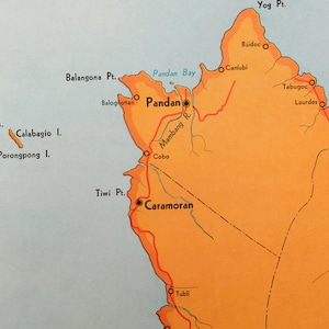 Catanduanes, Philippines - RARE Large Vintage 1959 Map - Virac ...