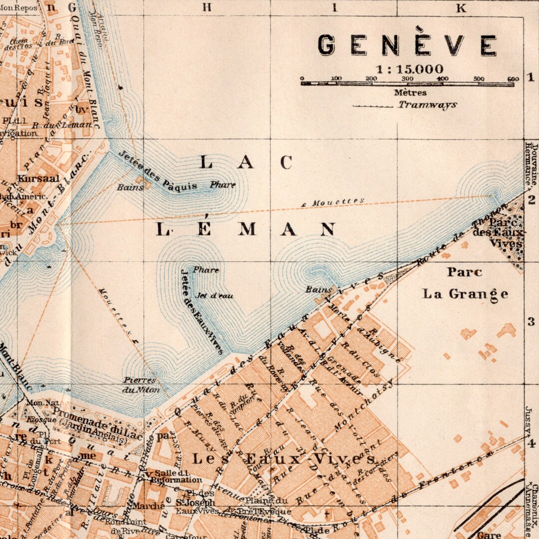 Antique City Map of Geneva, Switzerland - Published 1921 - Etsy