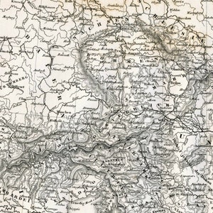 1860 German Vintage Map of the Austrian Empire Historical Map Black and ...