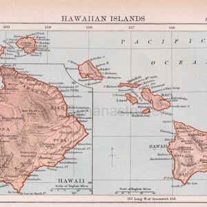 1880 Antique Map of the Hawaiian Islands and Haiti - Etsy