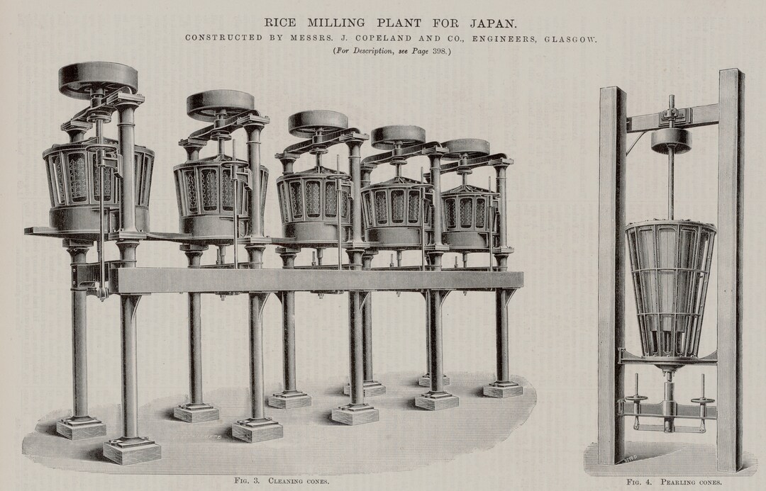 Antique Print of a Rice Milling Plant for Japan (no. 2) - 1889 ...