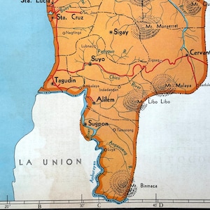 1959 Large Rare Vintage Map of Ilocos Sur, the Philippines - Vigan ...