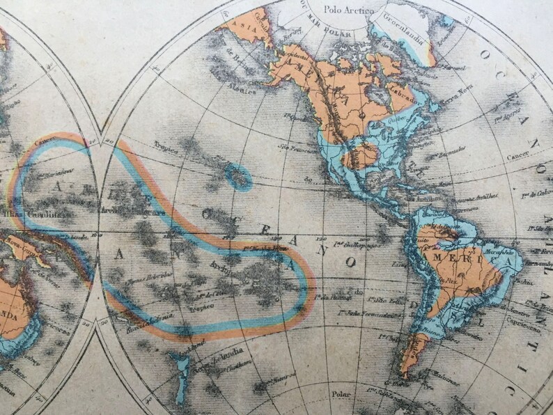 1912 Antique World Map of Races and Religions World in | Etsy