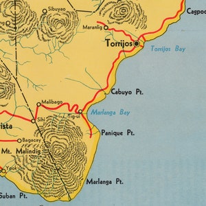 Marinduque, Philippines - RARE Large Vintage 1959 Map - Boac - Mogpog ...
