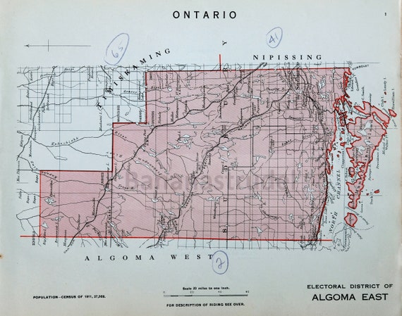 Antique Map of Algoma East Ontario 1915 Vintage Electoral - Etsy