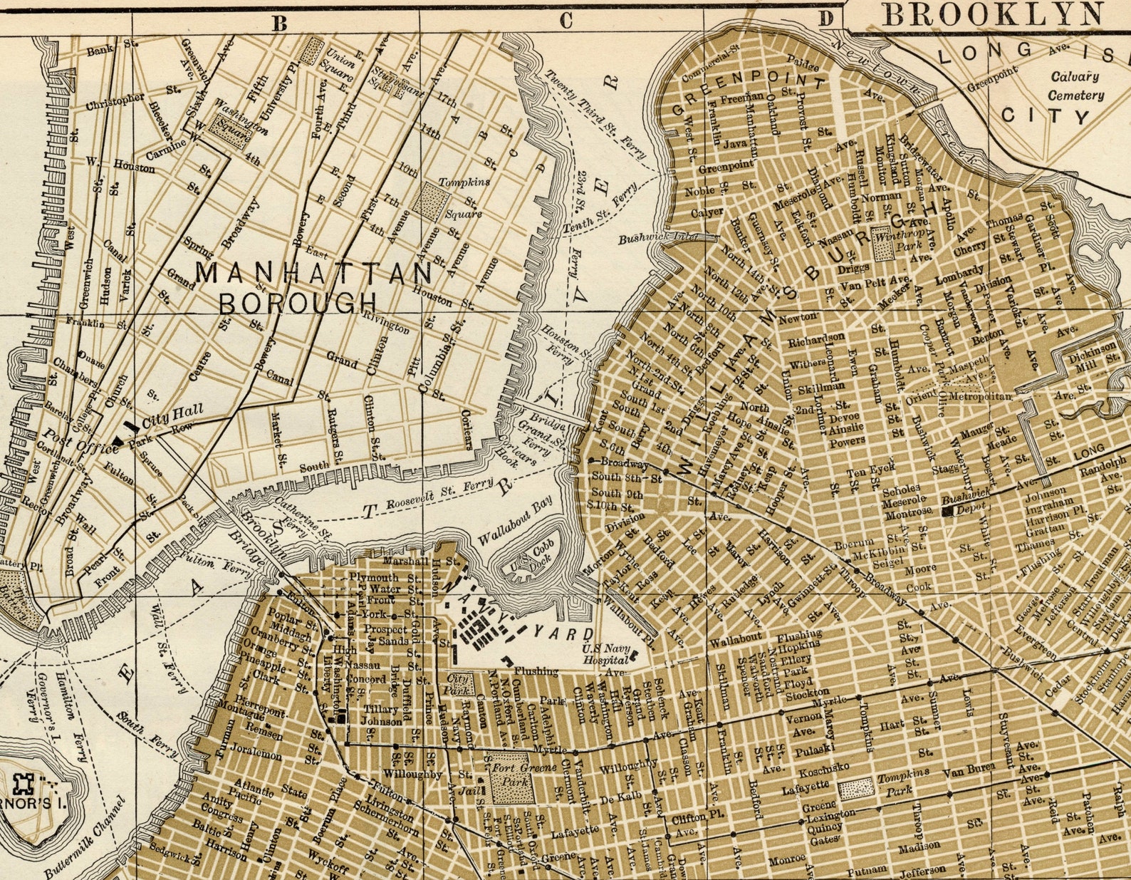 1901 Antique Map of Brooklyn New York City Old City Map | Etsy