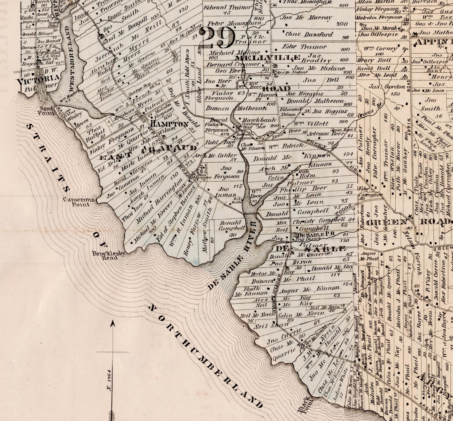 1880 Large Rare Antique Map of Lots 29 and 30, Prince Edward Island ...