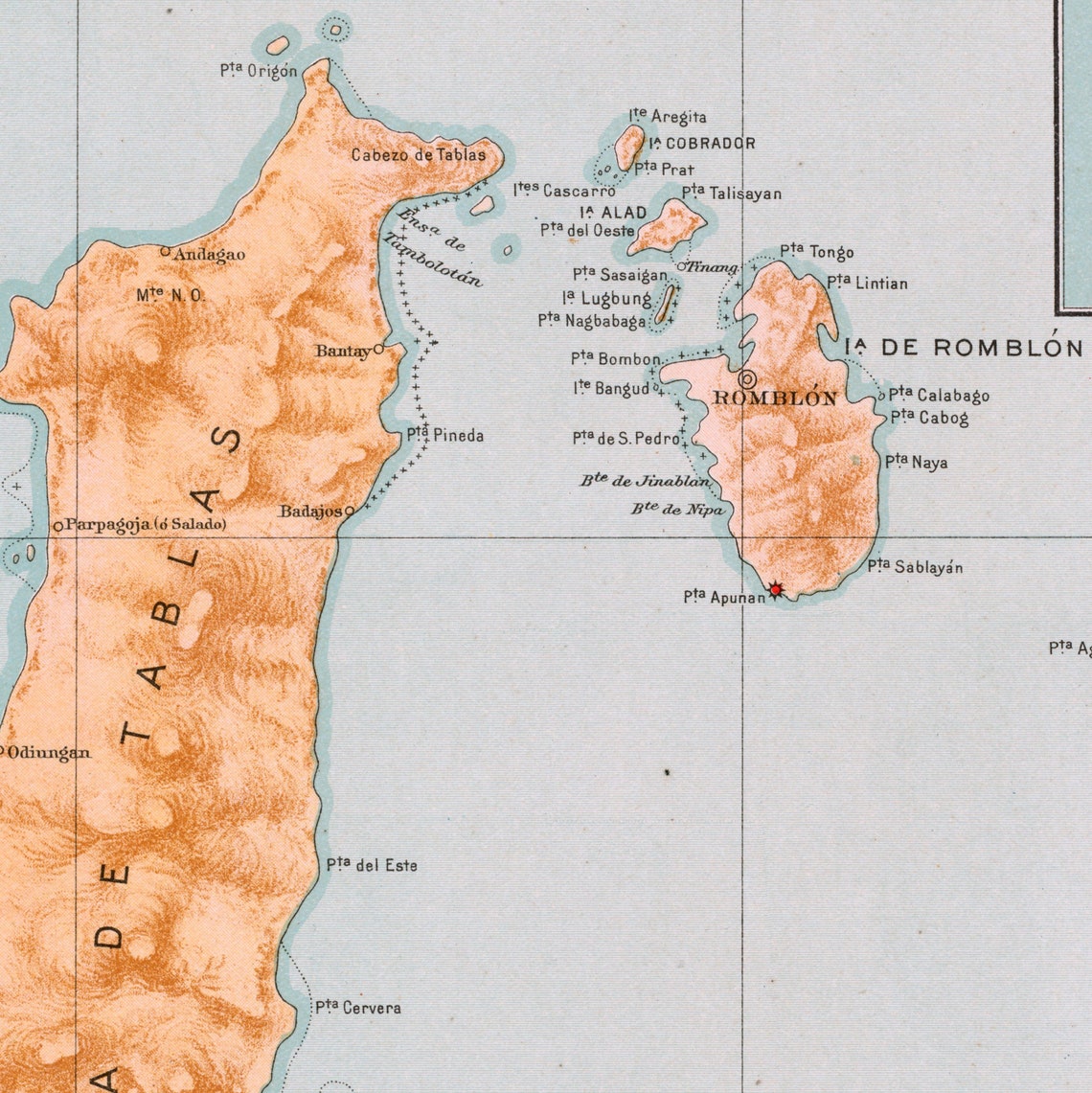 1900 Rare Antique Map of Romblon Philippines Sibuyan - Etsy