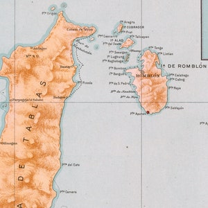 1900 Rare Antique Map of Romblon, Philippines - Sibuyan - Tablas ...