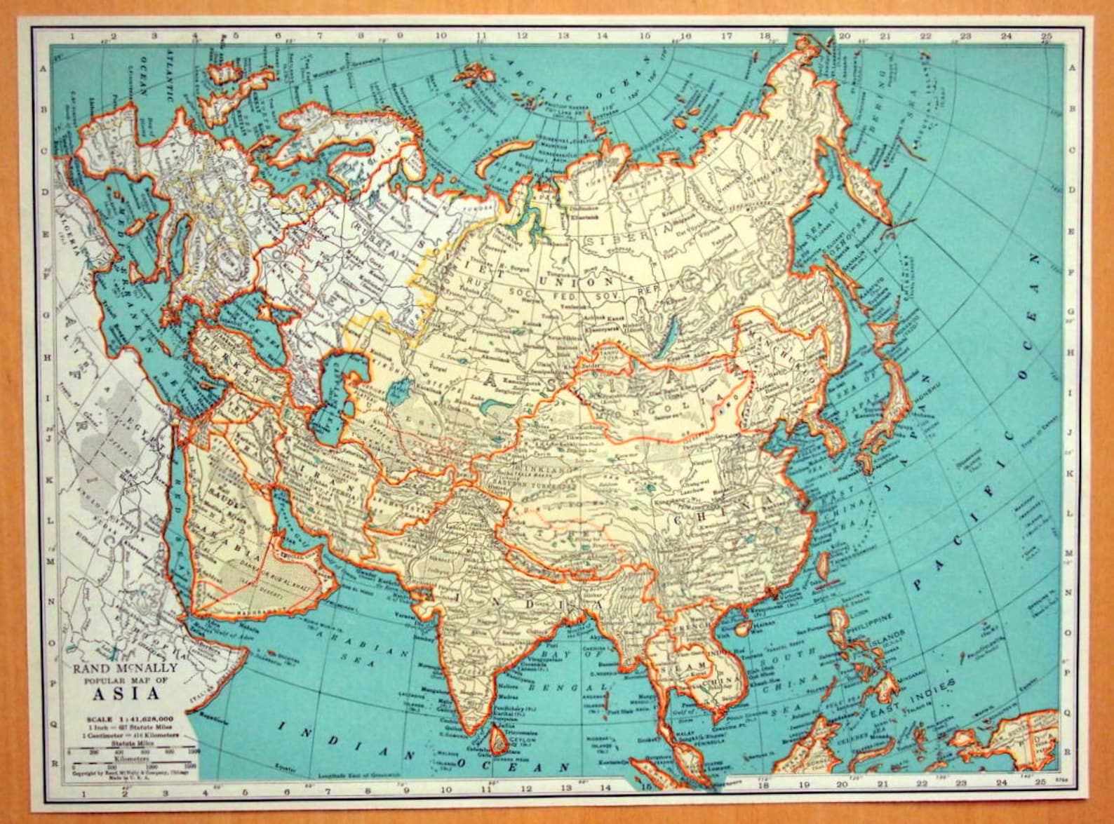 1937 Vintage Map of Asia Vintage Asia Map - Etsy