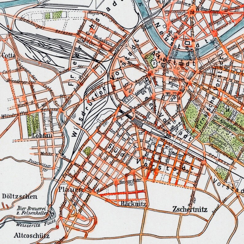 1902 Vintage City Plan of Dresden, Germany - Etsy