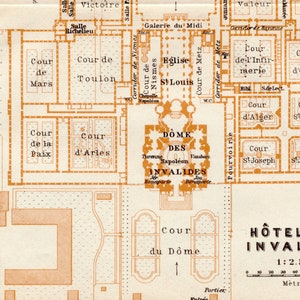 Antique Map of the Hôtel Des Invalides, Paris, France - Published 1937 ...