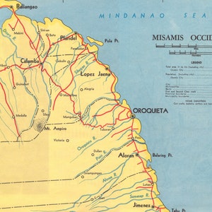 Misamis Occidental, Philippines - RARE Large Vintage 1959 Map - Ozamis ...