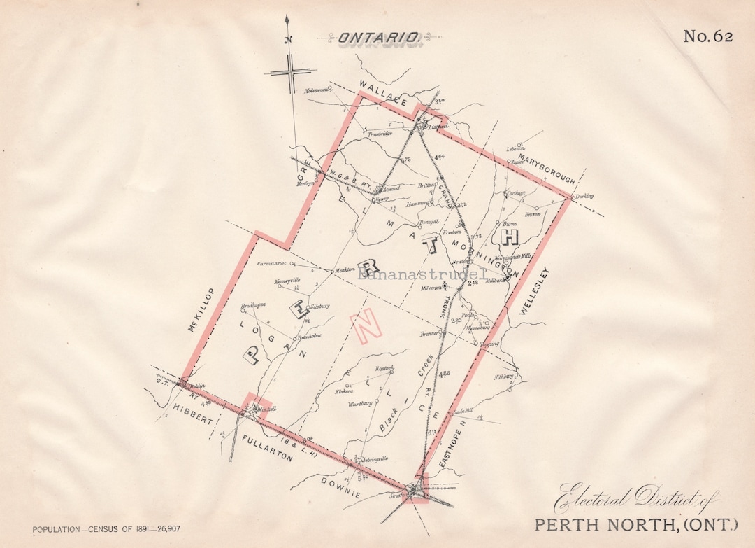 Antique Map of Perth North, Ontario - 1895 Electoral Map - It's Where ...