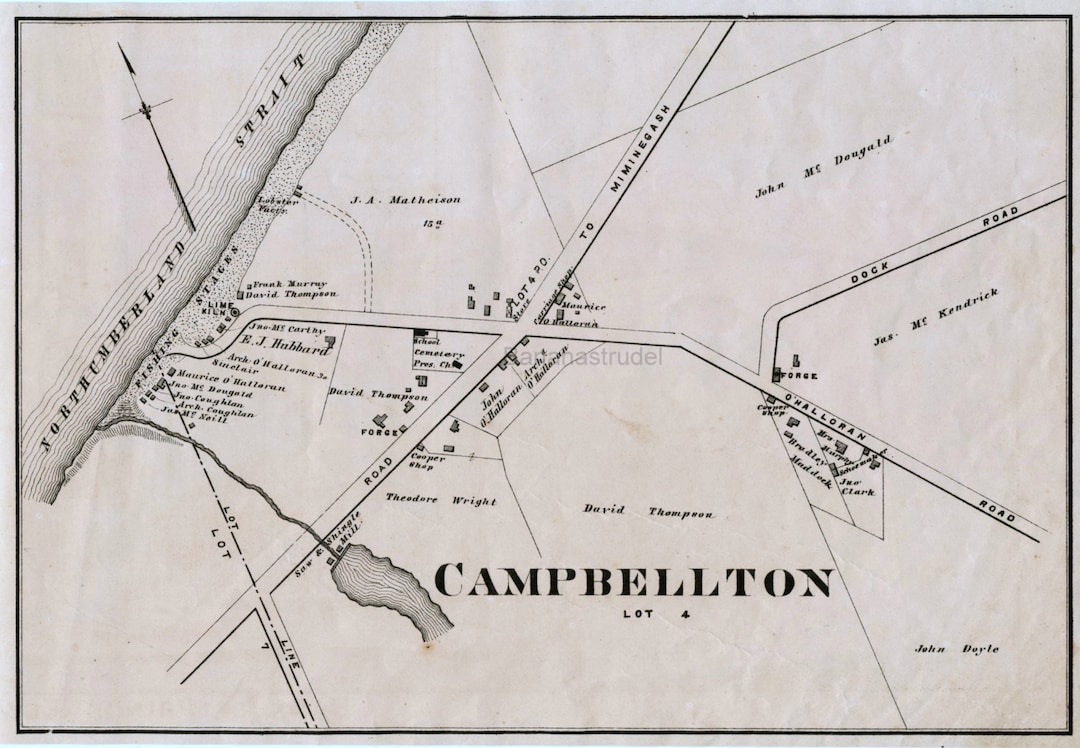 Rare Vintage Map of Campbellton, Lot 4, Prince Edward Island - Vintage ...