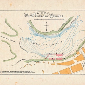1922 Antique Map of the Port of Corumba, Brazil - Brazil Antique Map ...