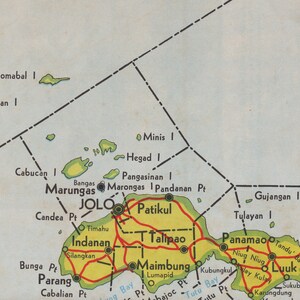 Sulu, Philippines RARE Large Vintage 1959 Map Jolo Sibutu Tawi-tawi ...