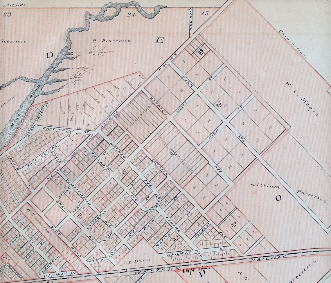 1878 Large Rare Vintage Map of Strathroy Middlesex County | Etsy