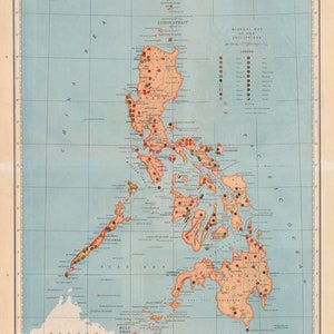 Philippines Minerals Map - RARE Large Vintage 1959 Map - Etsy