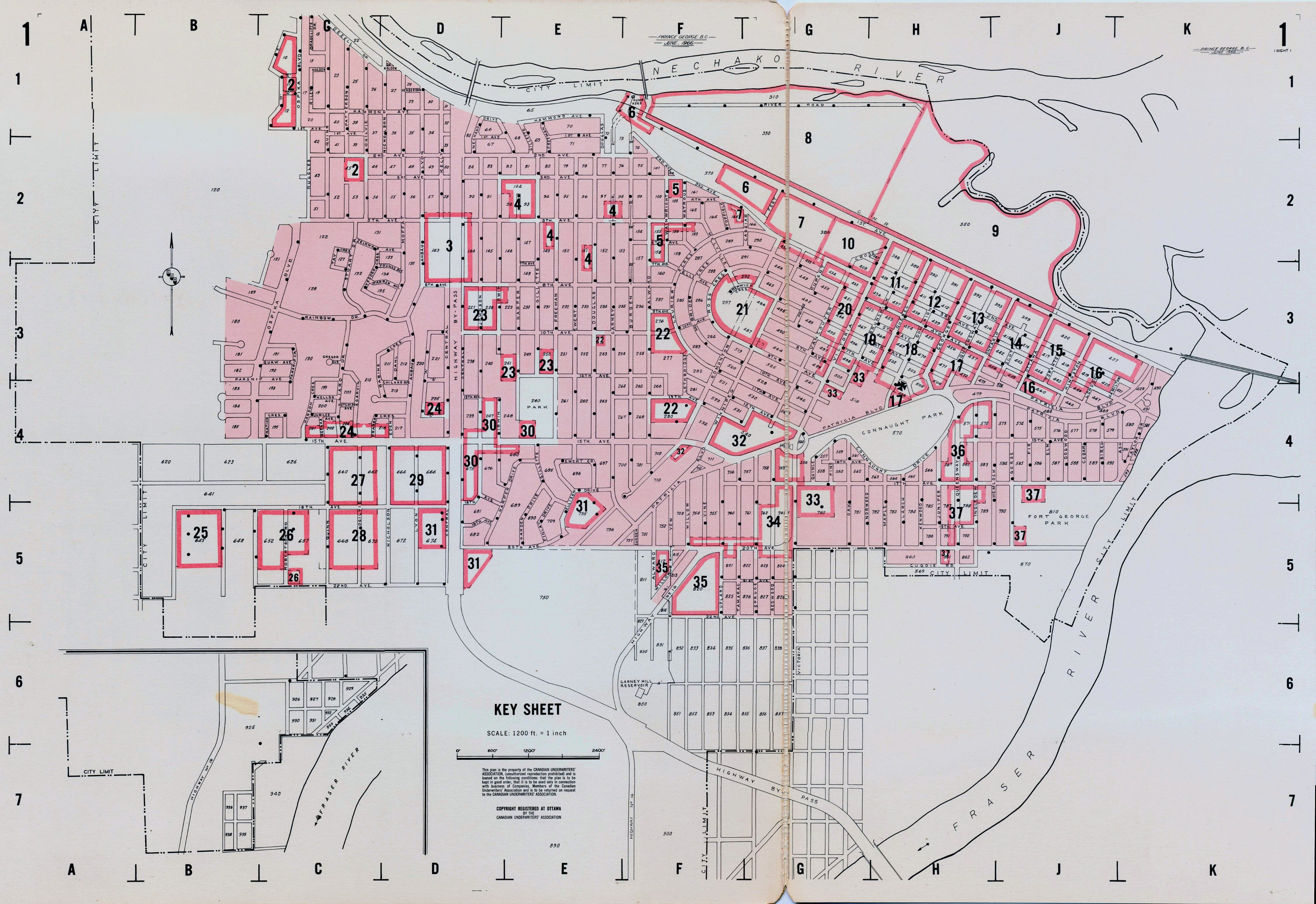 1966 Long Vintage Map of Prince George British Columbia - Etsy Canada