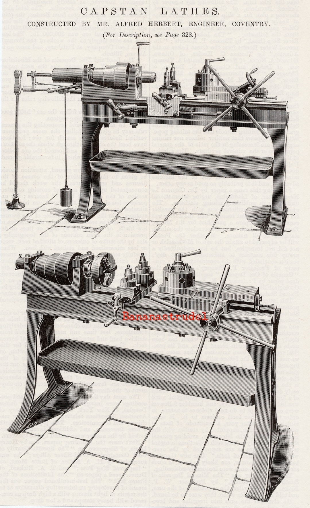 Antique Print of Capstan Lathes - Published September 15, 1893 - Etsy