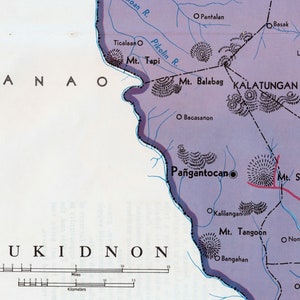 Bukidnon, Philippines - RARE Large Vintage 1959 Map - Malaybalay ...