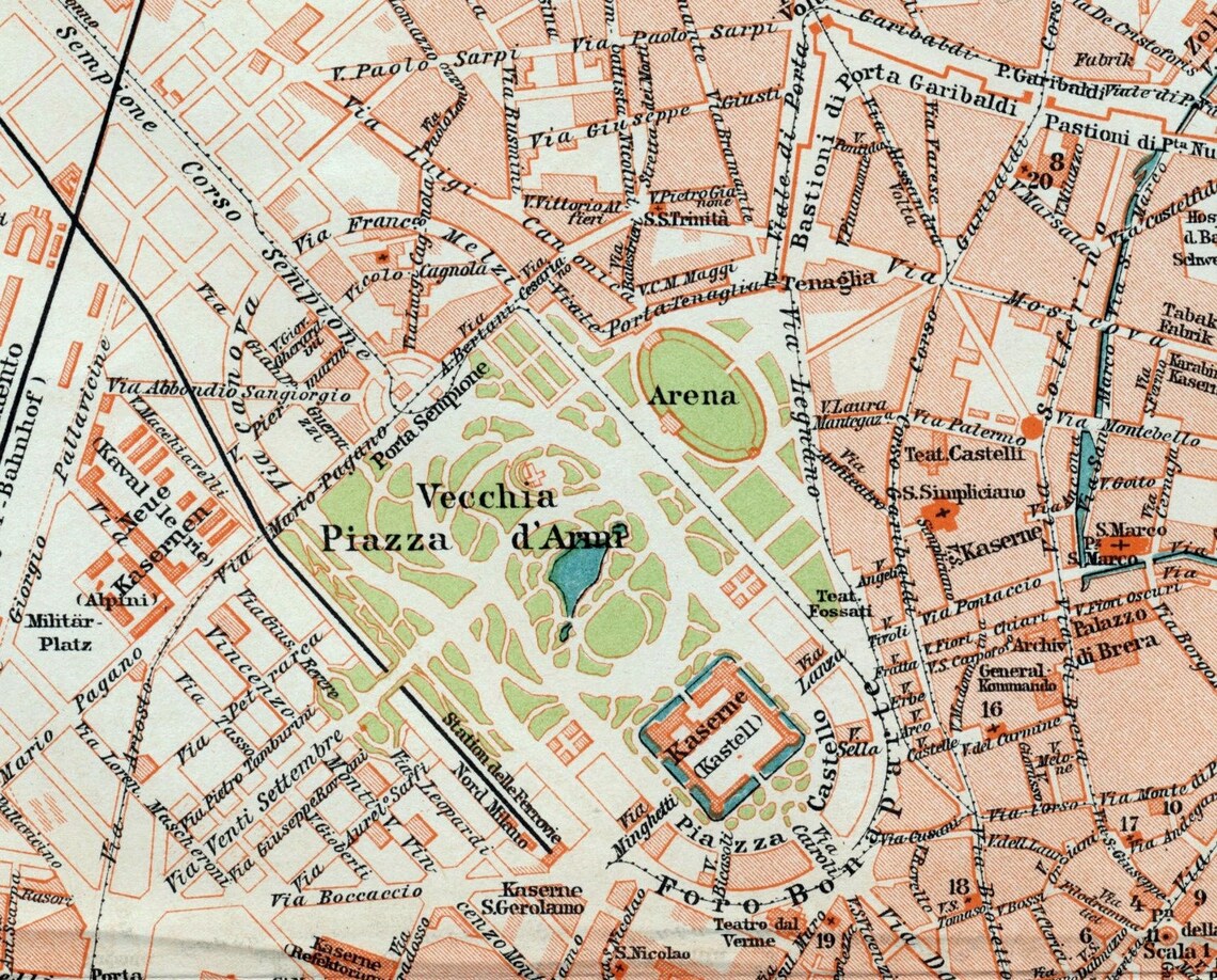 1902 Vintage Map of Milan Italy Vintage Milan Map Old - Etsy