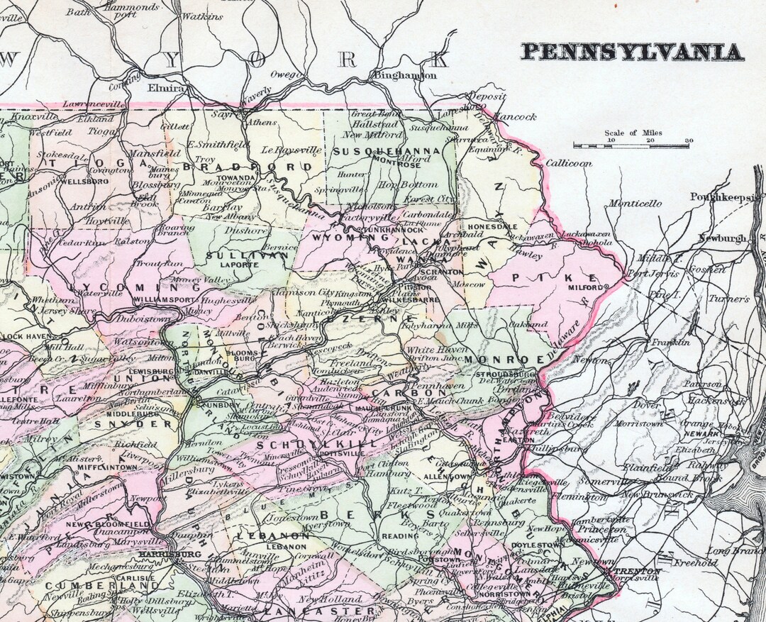 Antike Landkarte von Pennsylvania von 1901 - Etsy.de