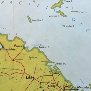 Camarines Norte, Philippines RARE Large Vintage 1959 Map Daet Jose ...