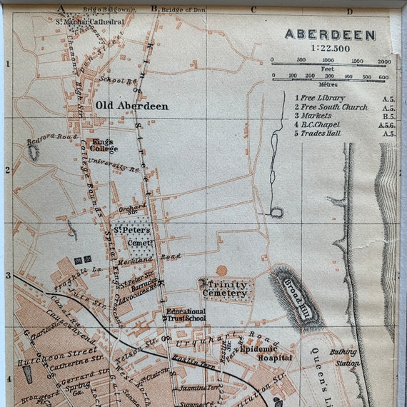 Early 1900s Antique City Map of Aberdeen Scotland United | Etsy UK