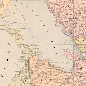 Antique Map of Central Ontario, Canada - Antique Ontario Map (central ...